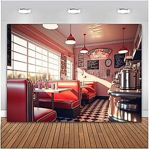 TOAOFY 10x8ft Back to 50s Backdrop 50s Party Decorations Background Party Decoration Banner Portrait Shoot Props Studio Supplies TAY1428