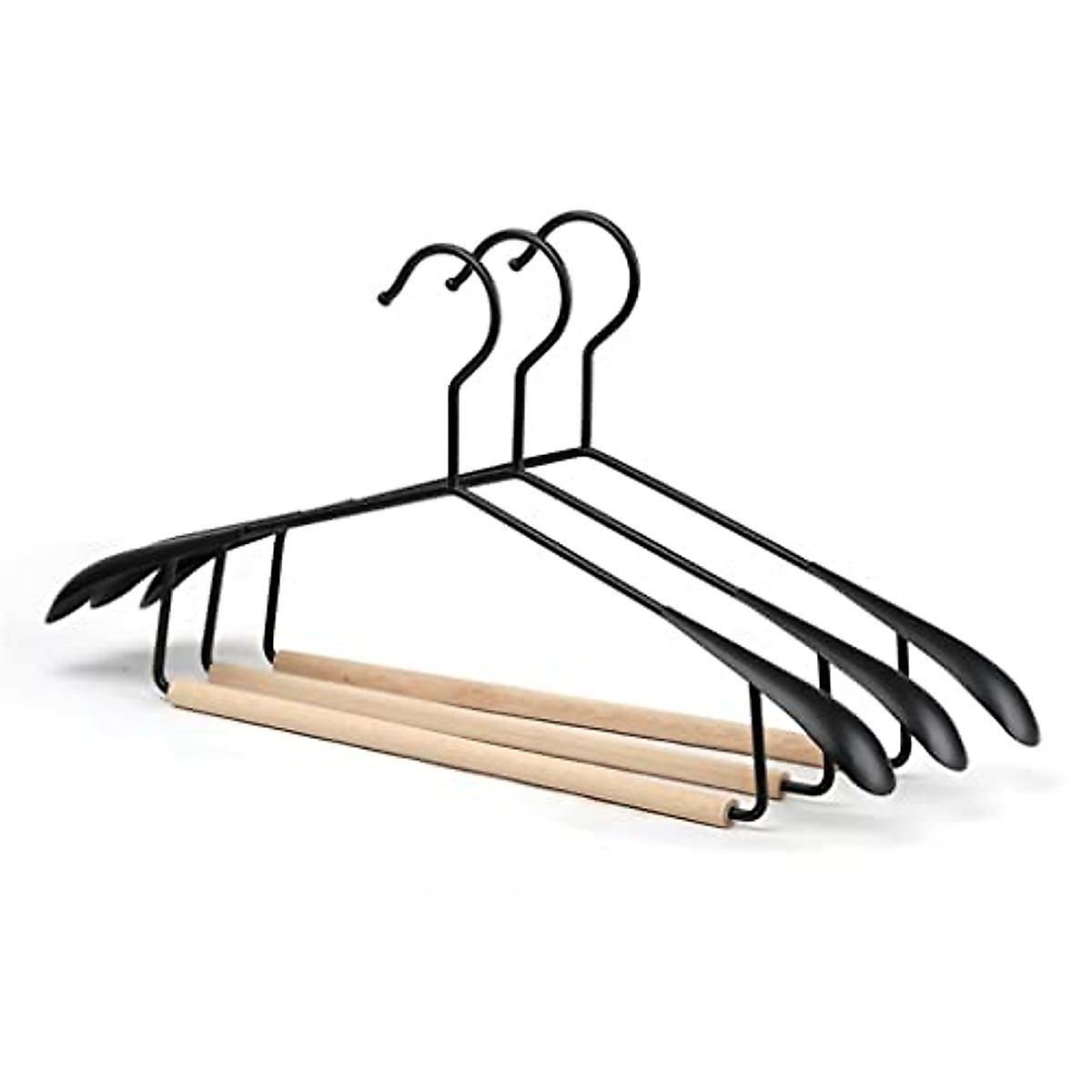 EYHLKM Wooden Hangers Metal Suit Hangers Wide Shoulders and Trousers bar Hangers Wardrobes Storage Racks