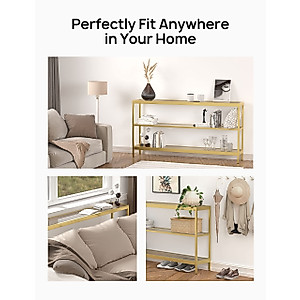 Evajoy Console Table, 55" Entryway Table with 3 Tiers, Open Glass Sofa Table for Living Room, Foyer, Entryway, Bedroom, Hallway