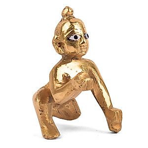 Craftsman Brass Laddu Gopal Ji Idol Kanha Ji Murti/Statue Indian Krishna Figurine Gopal Krishna Janmashtmi Kanha Makhan Chor Bal Gopal Murti for Krishnajanmashtmi Home and Temple (Size 0)