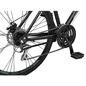 Schwinn Volare 1500 Flat Bar Hybrid Sports Road Bike, Men and Women, 24-Speed, 700c Wheels, 20-Inch Aluminum Frame, Mechanical Disc Brakes, Blue/Black