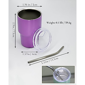 UIRZOTN 3oz Mini Tumbler Shot Glass with Straw and Lid, 6 Pack Stainless Steel Sublimation Shot Glasses for Wedding Party Whiskey Cocktail Bar with Straw and Lid
