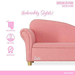 Evolur Barbie Dream in Pink Chaise Lounge, Wrapped in Soft & Durable Linen Upholstery, Ample Storage Below The seat, Comfortable Rolled arm Rest with Stylish Raised Back Rest