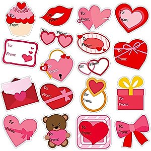 Fovths 180 Pieces Valentine's Day Gift Stickers Decotative Present Labels Gift Name Tag Stickers in 18 Designs for Valentine's Day Wrapping Decorations
