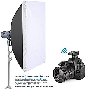 Neewer 600W Battery Powered Outdoor Studio Flash Strobe Lighting Kit:(2)VISION4 Monolight with 2.4G System,(2)Translucent White Umbrella,(2)Rectangular Softbox for Video Shooting Location Photography