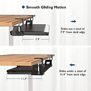 BONTEC Keyboard Tray Under Desk, Pull Out Keyboard & Mouse Tray with C Clamp, 25.6“(30” Including Clamps) x 11.8“ Steady Slide-Out Computer Drawer for Typing, Perfect for Home or Office