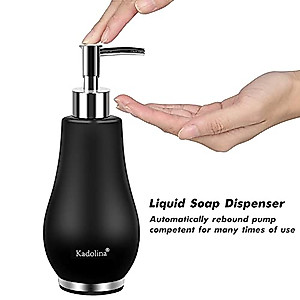 Kadolina Black Bathroom Accessories Set, Toothbrush Holder Set, Lotion Soap Dispenser, Soap Dish, Tumbler Cup, Ceramic Vanity Countertop Accessory Set Bath Restroom (4 Pcs)