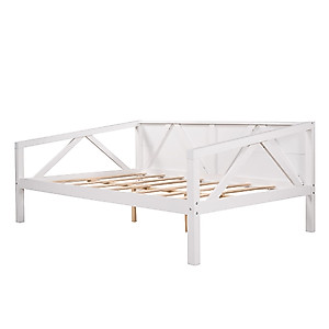 Harper & Bright Designs Wooden Full Size Daybed Frame, Wood Slat Support, No Box Spring Needed, White