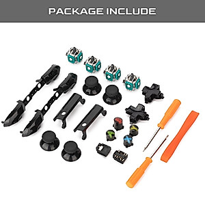 Repair Kit for Xbox One S/X Controller, Thumbsticks, 3D Analog Joysticks, LB RB Bumper, Dpad, ABXY Buttons, Headphone Jack, Replacement Parts for Xbox One Controller(Model: 1708)(Black ABXY)