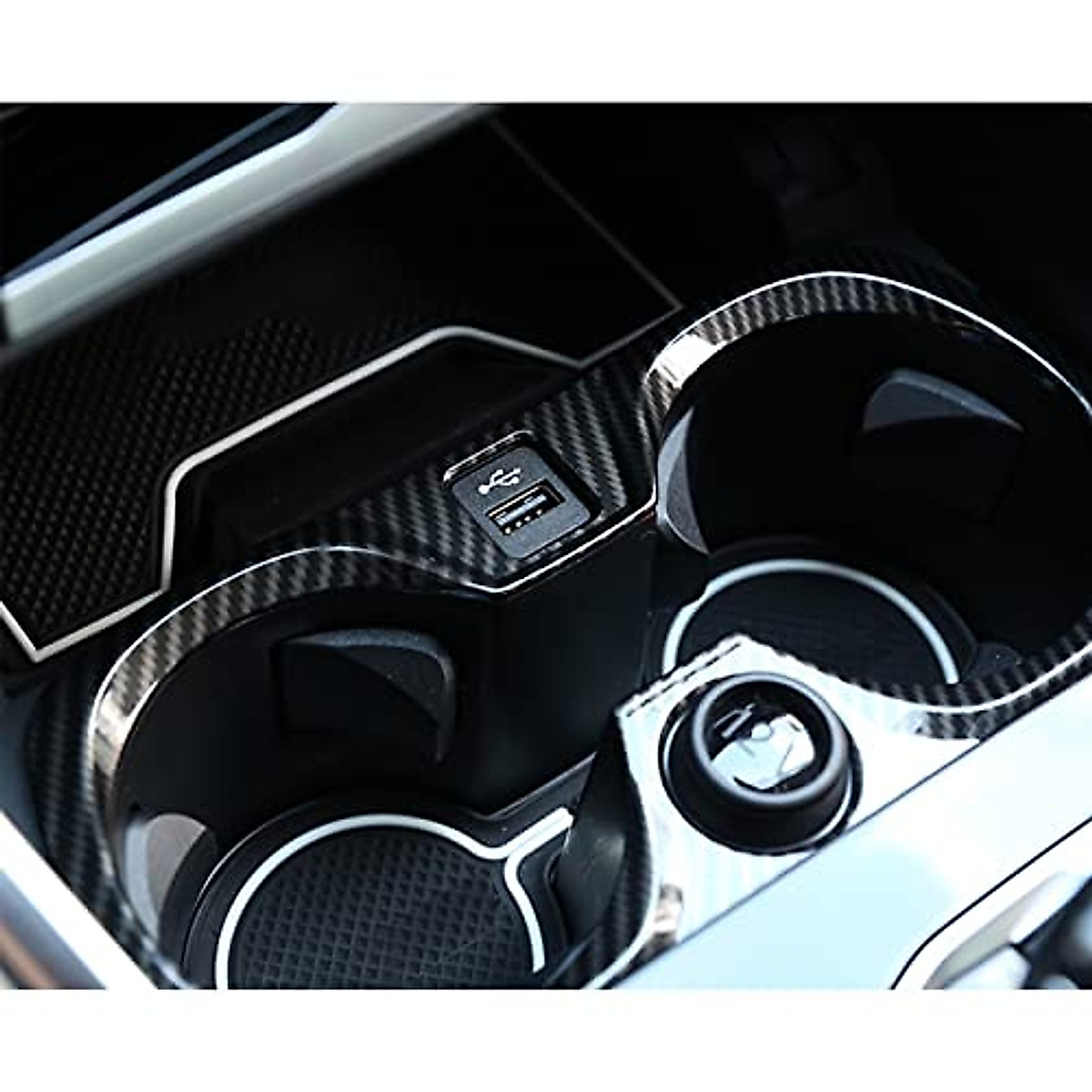 Xotic Tech Inner Water Cup Holder Panel Frame Cover Trim, Carbon Fiber Pattern, Compatible with BMW 3 Series G20 G28 2019-2022