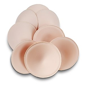 SERMICLE Bra Inserts 4 Pairs, Bra Pads Sewed Stitched Removable for Sports Bra B/C,C/D & D/E Cup Optional (Beige Round, C/D Cup)