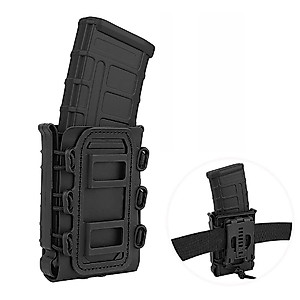 KRYDEX Magazine Pouch 5.56 with Belt Clip 7.62mm Open Top Mag Pouch (BK)