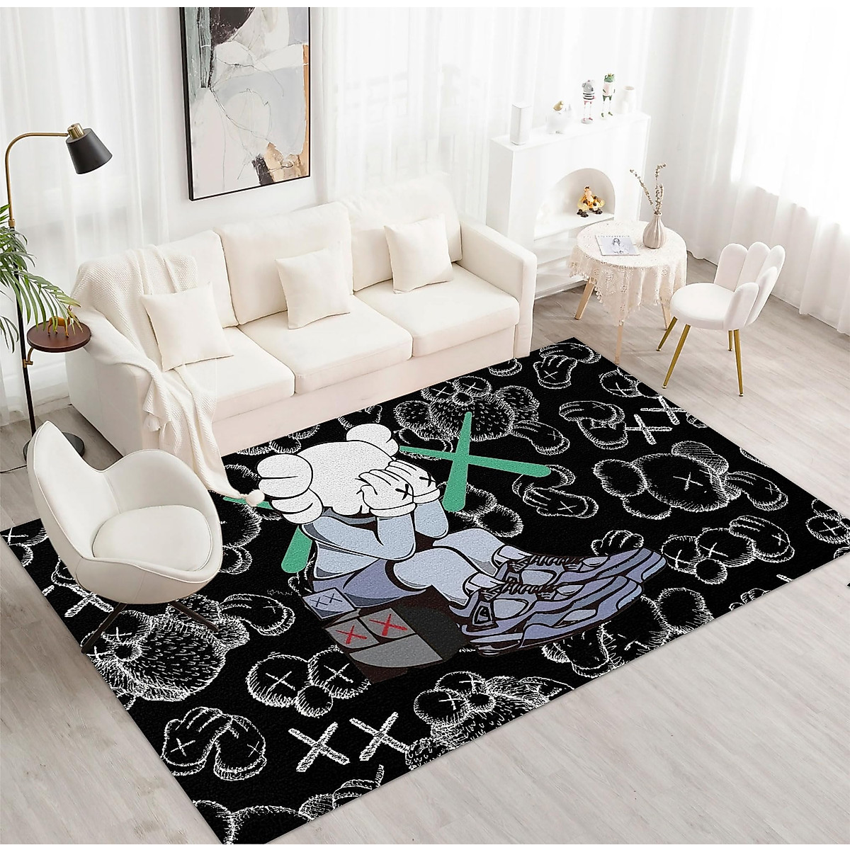 Hypebeast Area Rug 3D Digital Print Modern Abstract Art Pop Carpet Cool Hypebeast Room Decor Rug for Living Room Bedroom Playroom Non-Slip Floor Mat 5' x 7'