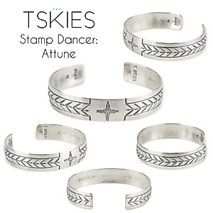 Turquoise Skies TSKIES Stamp Dancer: Attune Sterling Silver Cuff Bracelet (small)