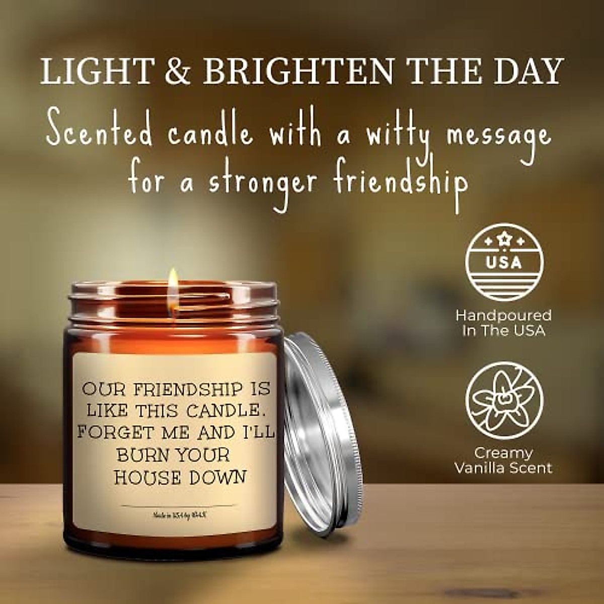 1OAK Vanilla Scented Candles - Friendship Candles Gifts for Women - Funny Gifts for Friends - Funny Candles for Women - Friendship Gifts for Women Friends - Funny Candles for Women Gift