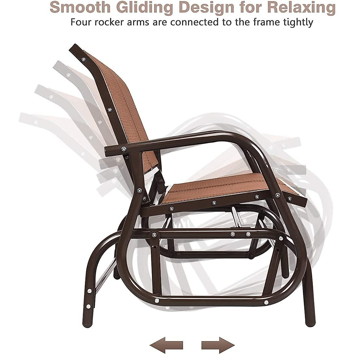 Generic BANGTANE Swing Glider for 2 People, Rocking Lounge Chair wMesh Fabric and Steel Frame, Patio Bench for Backyard, Garden, Poolside, Lawn, Indoor and Outdoor Use Brown