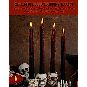Viyffo Vampire Tears Taper Candles 10 Inch Set of 4 Unscented, Smokeless Long Tall Black Tapered Candle Sticks for Home, Spooky Decor Gothic