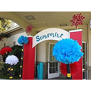 Qian's Party Dr. Seuss Cat in the Hat Birthday Party Decorations/Thing One and Thing Two Birthday Decorations/Dr Seuss Baby Shower Decorations Turquoise White Red HAPPY BIRTHDAY BANNER /