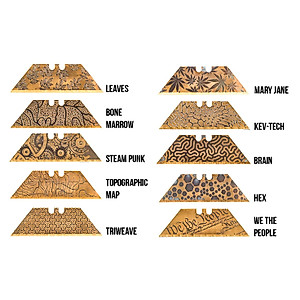 NDZ Performance Steel Blade Replacement for Berkling Utility Knife, Custom Razor Blade, Double Sided Laser Engraved Designs, Gold - We The People, Single Pack