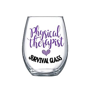 Funny Physical Therapist Christmas 2023 Gifts for Women Stemless Wine Survival Glass for Her 0027