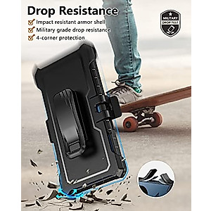 FNTCASE for Google Pixel 7-Pro Phone Case: Rugged Shockproof Protective Holster Clip & Kickstand Case with Built-in Screen Protector | Tough Dual Layer Heavy Duty Protection Cell Phone Cover (Blue)