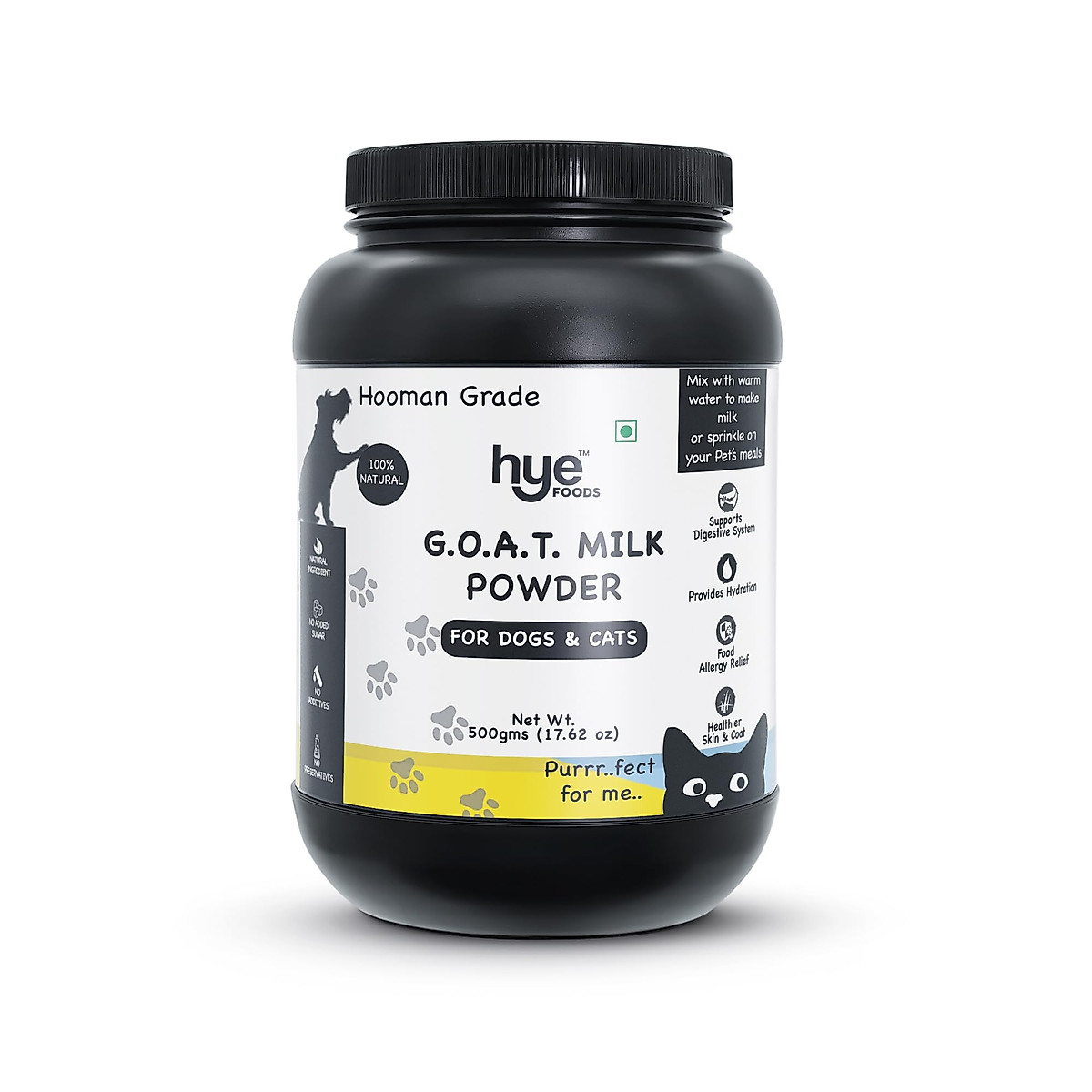 HYE FOODS Goat Milk Powder for Pets | Super Milk | Nutrient-Rich Milk Supplement for Happy and Healthy Dogs and Cats 500g | 17.6oz