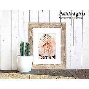 Scholartree Wide Molding 8x10 Picture Frames Display Picture 5x7 with Mat, HD Glass Inside Rustic Wooden Light Brown Photo Frame for Table Top and Wall Mount, 2 Sets