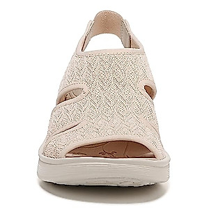 BZees Womens Daytona Slip-On Wedge Sandal Sand Dollar Chevron 6.5 M