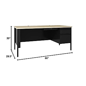 Lorell Fortress Pedestal Desk, Beige