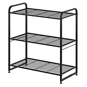 Simple Trending 3-Tier Stackable Wire Shelving Unit Storage Rack, Expandable & Adjustable Kitchen Storage Cabinet Shelf Organizer, Black