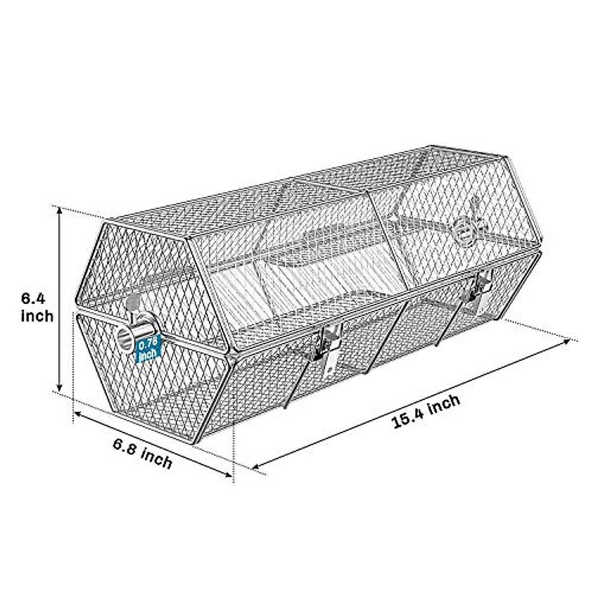 Skyflame Stainless Steel Round Tumble Rotisserie Grill Basket for Partitioned Food Grilling - Fits for 5/16 Inch Square, 3/8 Inch Square, 3/8 Inch Hexagon, 1/2 Inch Hexagon Spit Rods