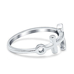 Blue Apple Co. Size-08 Anchor Band Rhodium Plated Statement Fashion Thumb Ring 925 Sterling Silver