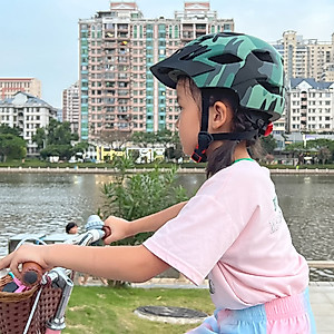 Bavilk Kids Bike Helmet Child Youth Adjustable Multi-Sport Bicycle Cycling Scooter LED Light Detachable Visor Girls Boys