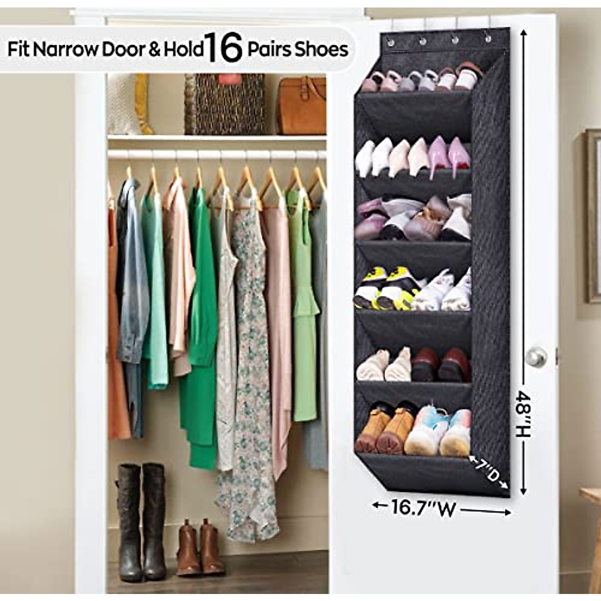 SLEEPING LAMB 8 Shelves Hanging Shoe Rack and 6 Tiers Oxford Over The Door Shoe Organizer