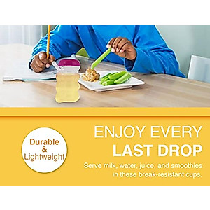 Arrow Home Products Sip-A-Mug, 14oz, 6pk - Easy to Grip Plastic Kid's Cup Where the Handle is the Straw - BPA-free with Screw-On Caps Great for Everyday Use, Made in the USA - Clear with Color Lids