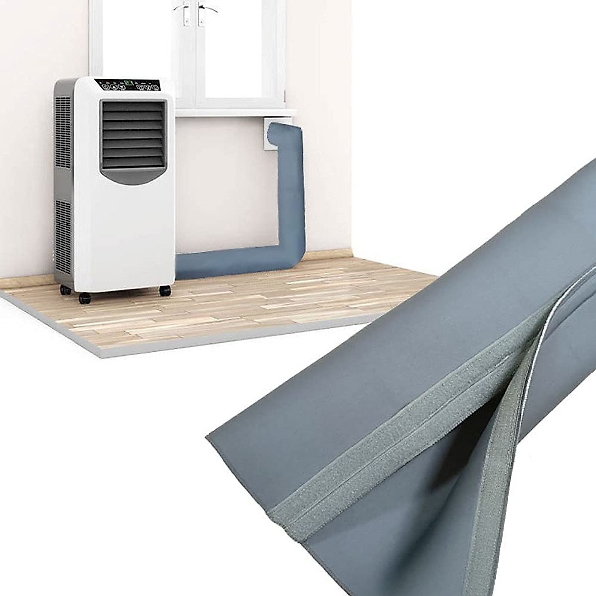 ikasus Insulated Hose Cover for Portable Air Conditioners Universal Fit Both 5 inch and 5.9 inch Diameter Exhaust Duct Vent Hose Cover Air Conditioner Energy Saving Dust Hose Protective Cover Gray