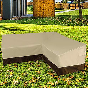 willstar V Shaped Patio Sectional Sofa Cover Upgrade 420D Waterproof & Dustproof Outdoor Furniture Cover Garden Couch Cover (115" L x 33.5" D x 31" H, Beige)