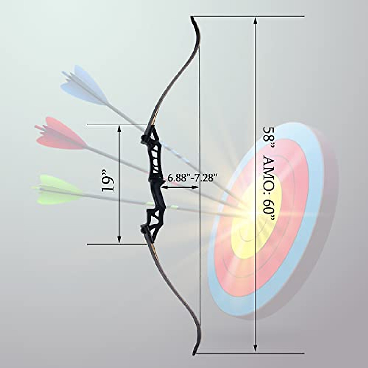 SinoArt Falcon 60" Takedown Hunting Recurve Bow Metal Riser 30 35 40 45 50 55 60 65 70 Lbs Black/Camo Right Handed(60 LBs)