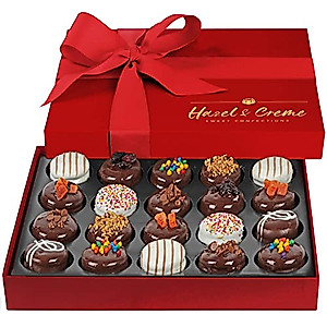 Hazel & Creme Chocolate Covered Cookie Gift - 20 Pcs - Easter Gourmet Cookies - Cookie Gift Basket - Anniversary, Thank You, Birthday, Holiday Food Gift - Chocolate Gift Box