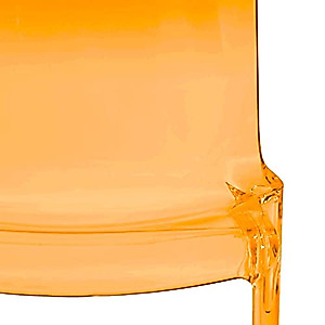 LeisureMod Adler Mid-Century Modern Dining Side Chair, Transparent Orange