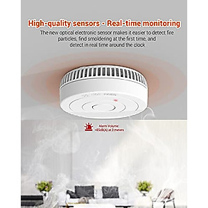 Jemay 7 Pack Smoke Detector, Fire Alarm Battery Powered, Smoke Alarm with Enhanced Photoelectric Sensor, Smoke Detectors with LED Indicator & Silence Button, Fire Detector Include Magnets and Screws