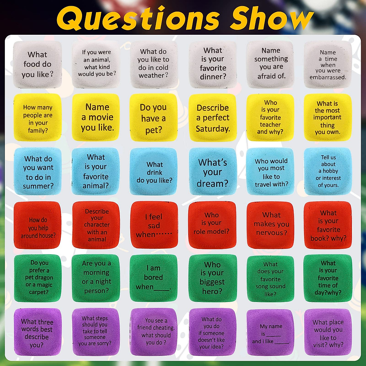 Hanaive 12 Pcs Learning Conversation Cubes Social Emotional Learning Activities Family Dice Game Speech Therapy For Kids Teacher Family Classroom (Foam)