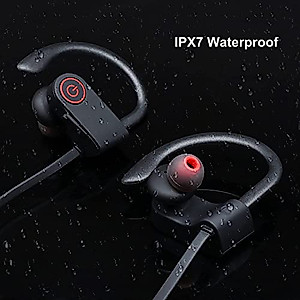 Bluetooth headphones Wireless Earbuds Bluetooth 5.0 running headphones IPX7 Waterproof Neckband Earphones with 8 Hrs Playtime CVC 6.0 Noise Cancellation Headsets for Running Sports Workout Gym (Black)