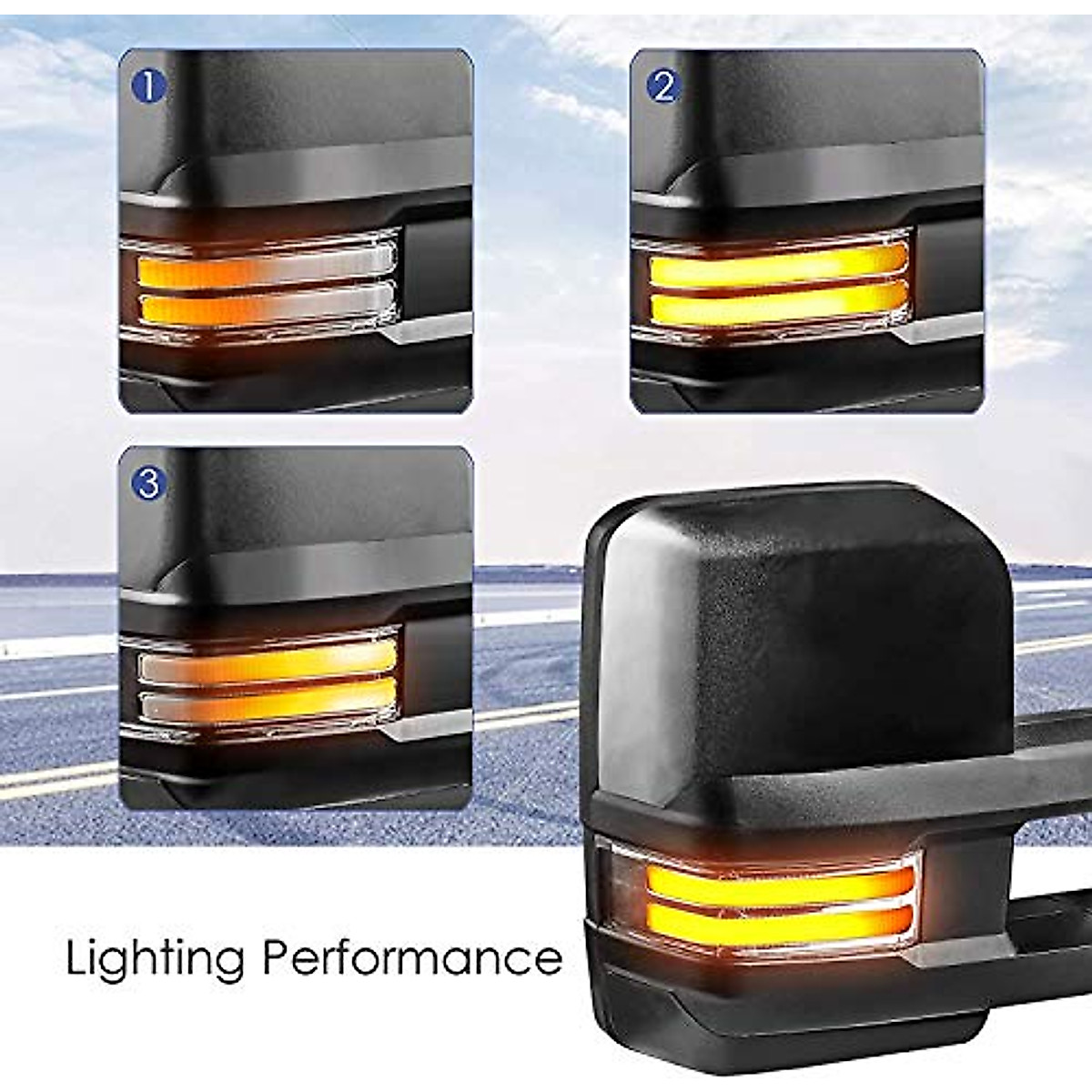 MOSTPLUS Power Heated Towing Mirrors Compatible for 2003-2016 Ford F-250 F-350 F-450 F-550 Super Duty w/Sequential Turn Light, Clearance Lamp, Running Light(Set of 2)