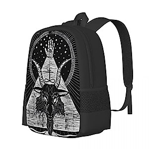 AMRANDOM Pentagram Demon Satanic Goat Head Travel Backpack For School Water Resistant Bookbag