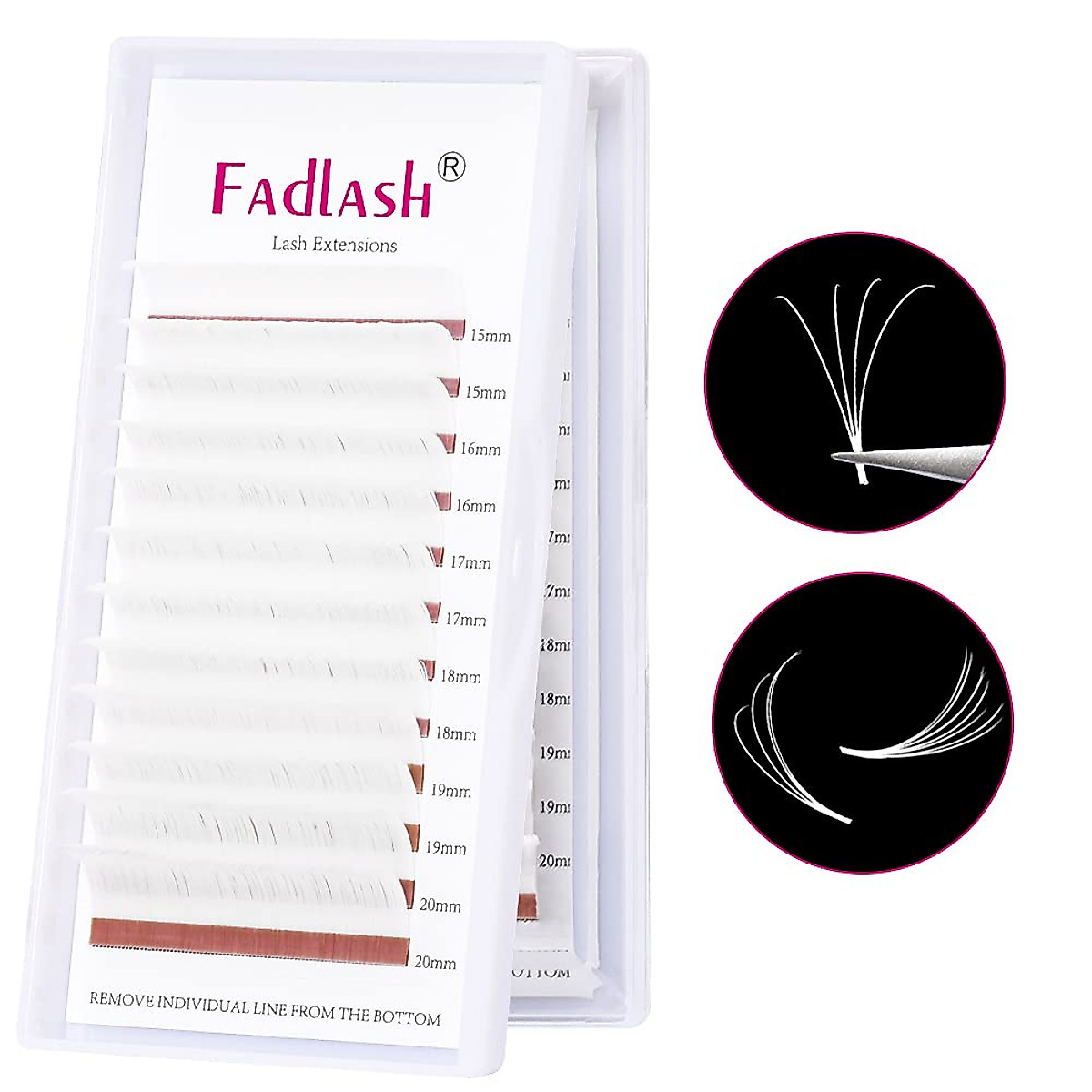 Eyelash Extension 0.07 Colored Easy Fan Lashes White D Curl Self Fanning Lashes Colored, Volume Lash Extensions (White 0.07D, 15-20mm)