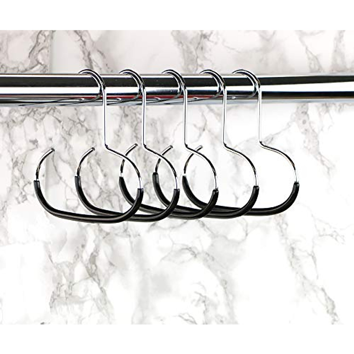 Mawa by Reston Lloyd Accessory Non-Slip Space-Saving Clothes Hanger Hook for Scarves, Style G1, Set of 5, Black