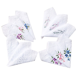 Cotton Embroidered Ladies Lace Handkerchiefs Pack ¡­