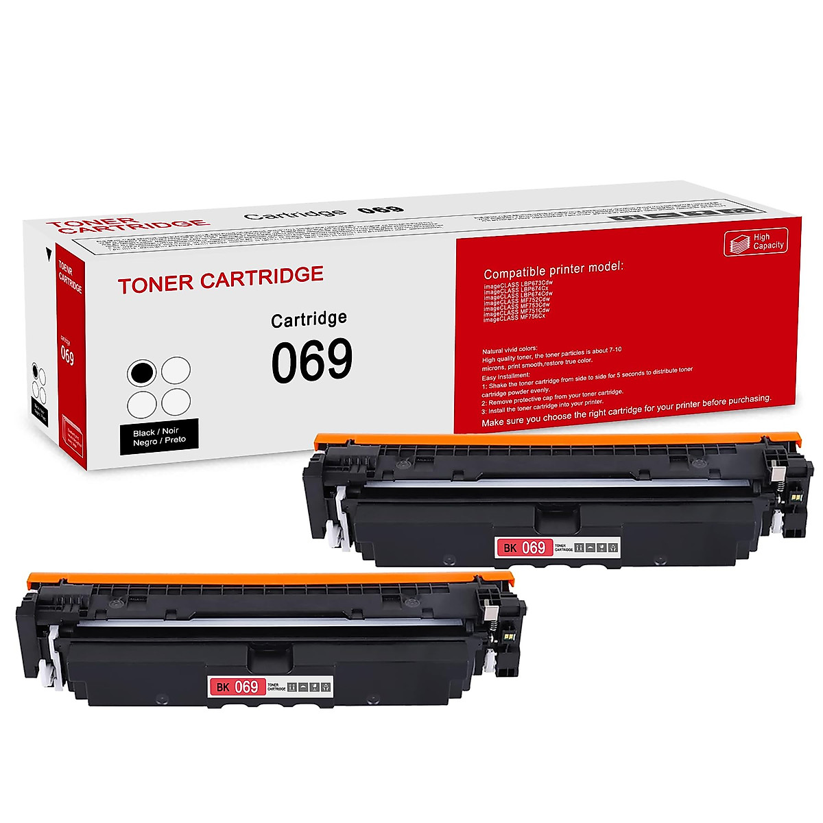 2 Pack 069 5094C001 Black Toner Cartridge 069 5094C001 Compatible 5094C001 Replacement for Canon imageCLASS LBP673Cdw LBP674Cx LBP674Cdw MF752Cdw MF753Cdw MF751Cdw MF756Cx Printer