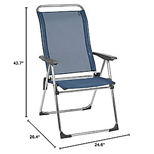 Lafuma Alu Cham Folding Armchair (Ocean Blue, Set of 4) Foldable Deck and Patio Chairs